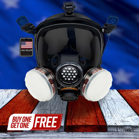 PD-100 Smoke Black - Full Face Respirator Tinted Gas Mask with Organic ...