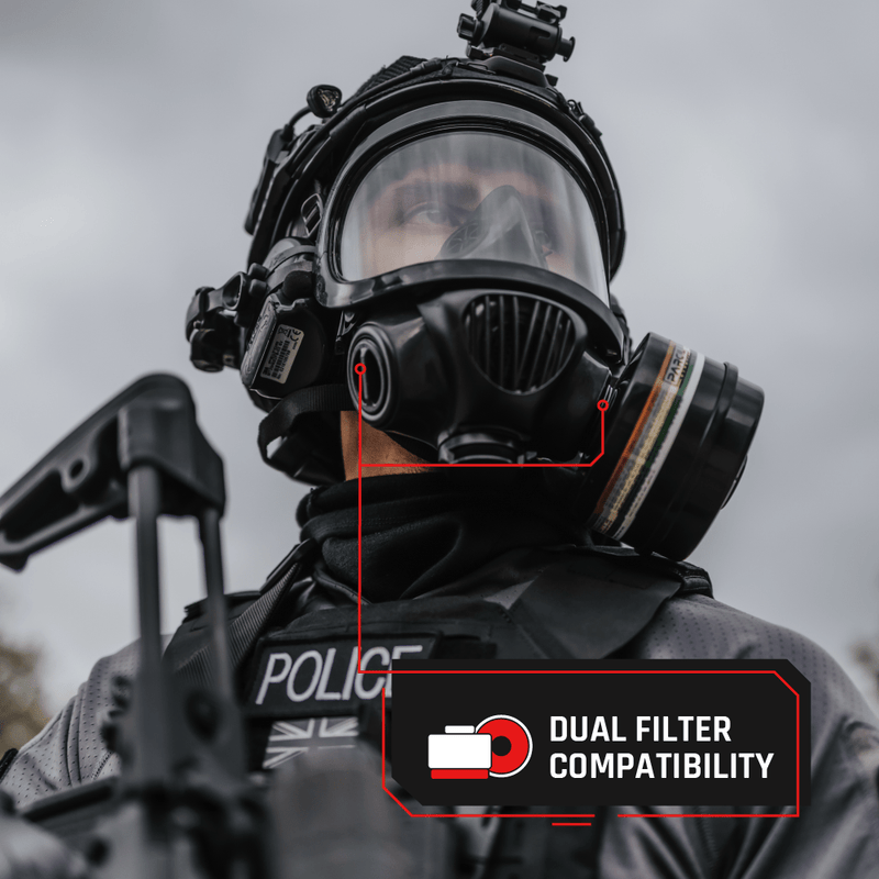 CS-100 Military Gas Mask with N-B-1 Defense Canister