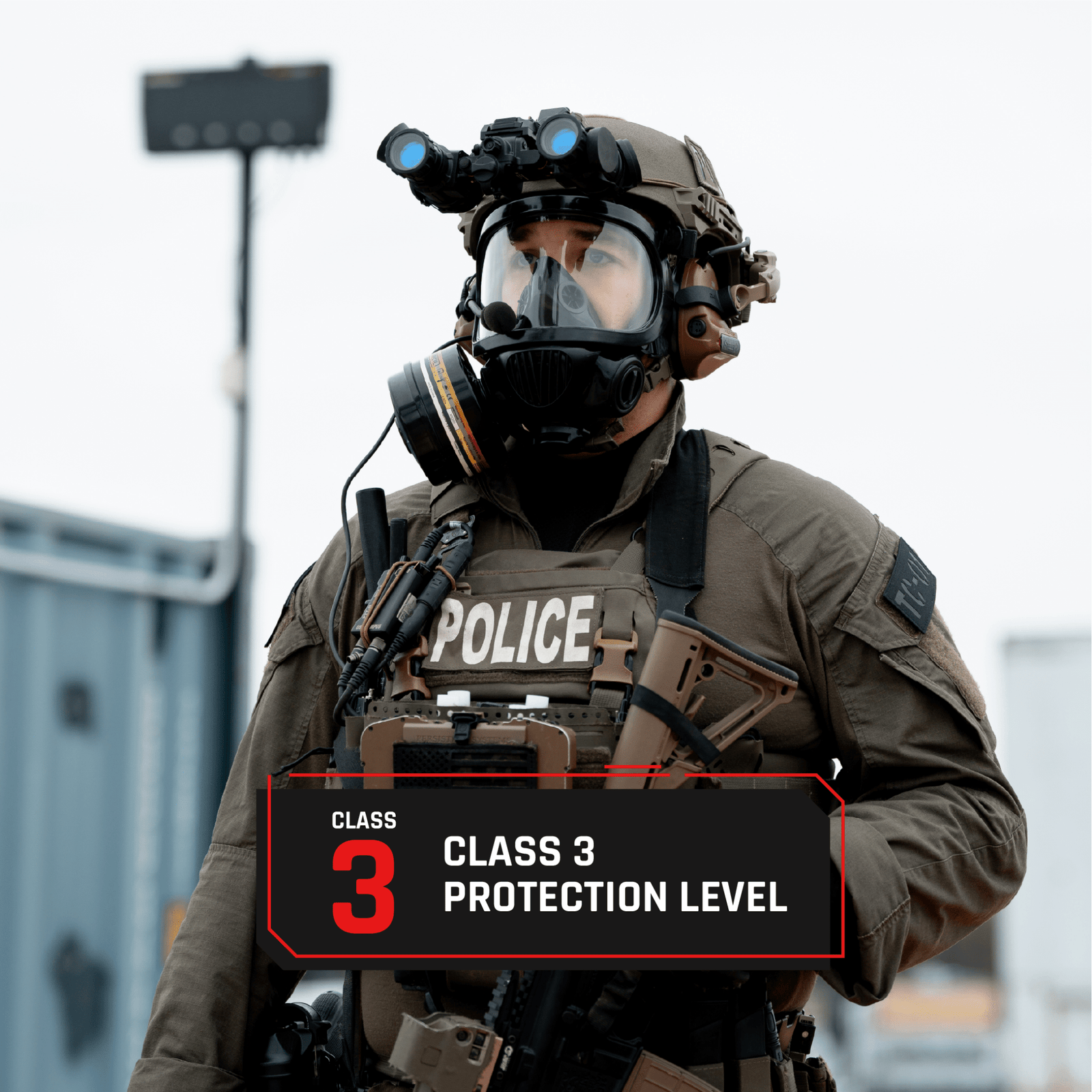 CS-100 Military Gas Mask with N-B-1 Defense Canister