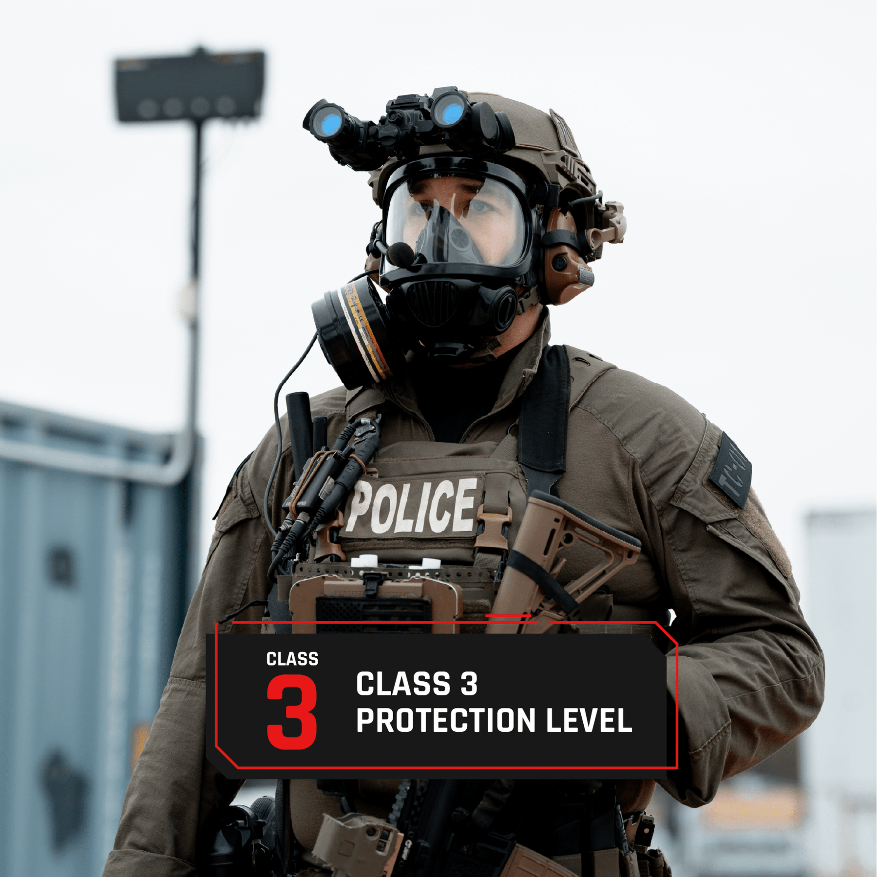 CS-100 Military Gas Mask with N-B-1 Defense Canister