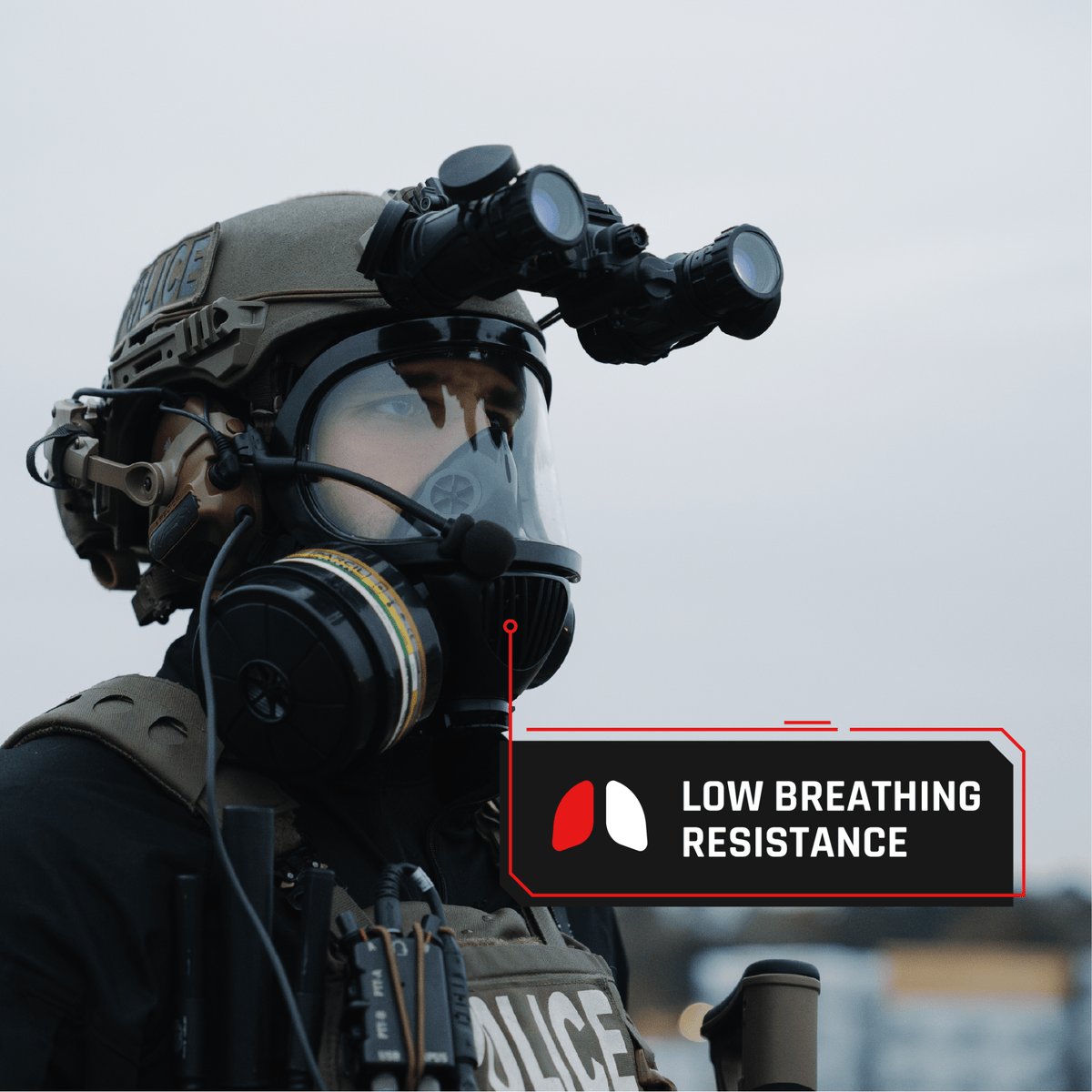 CS-100 Military Gas Mask with N-B-1 Defense Canister
