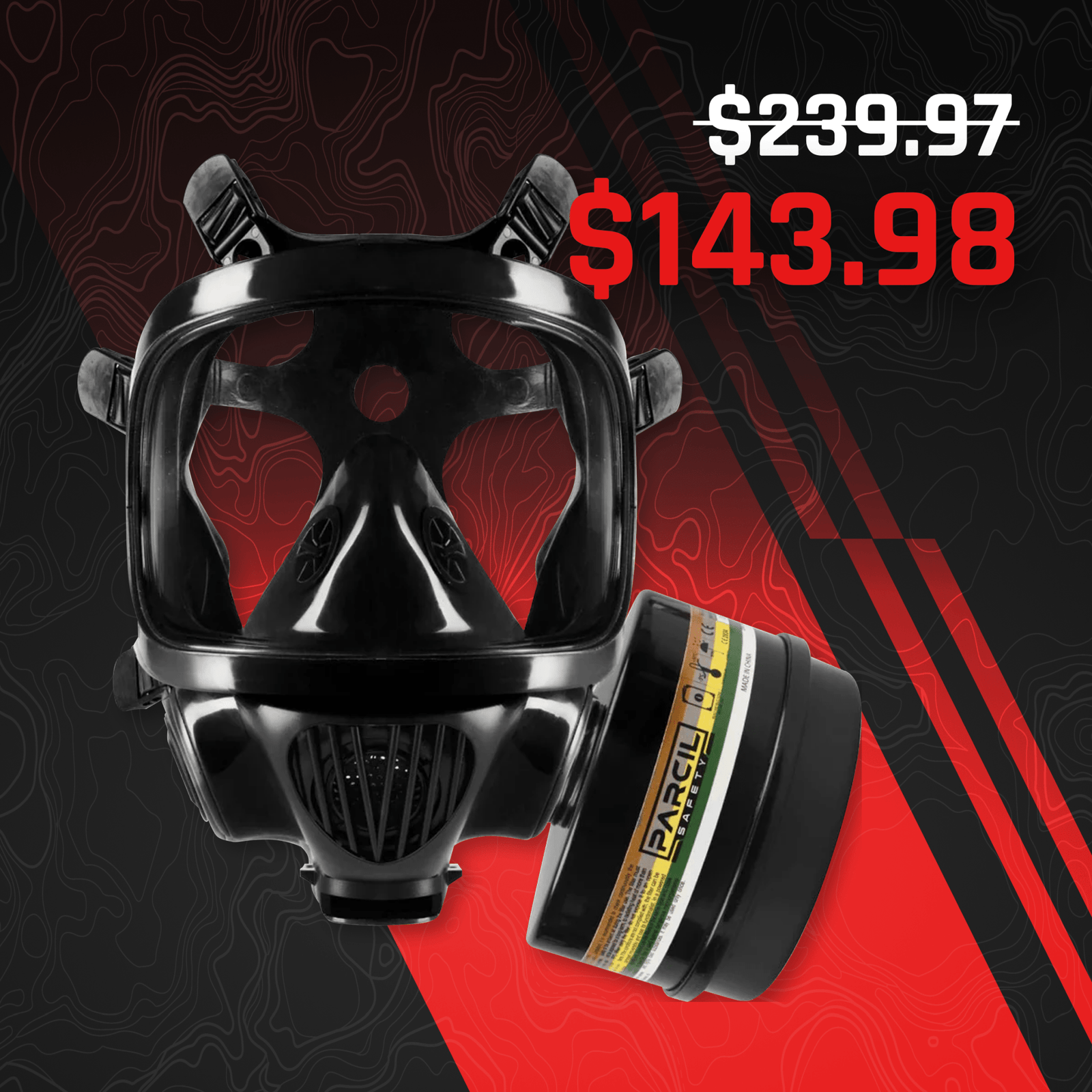 CS-100 Military Gas Mask with N-B-1 Defense Canister