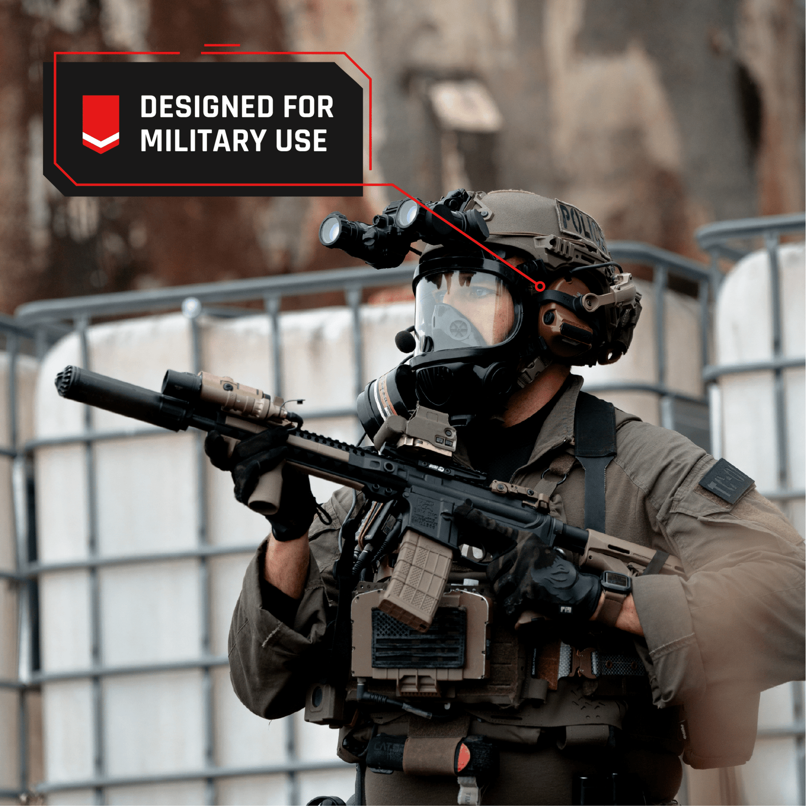 CS-100 Military Gas Mask with N-B-1 Defense Canister