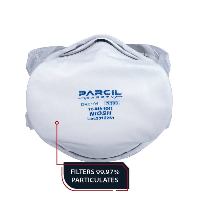 N100 Respirator Mask NIOSH-Approved Disposable Mask | Parcil Safety